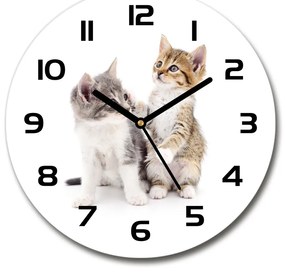 Wallmuralia Skleněné hodiny kulaté Dva malá koťátka fi 30 cm