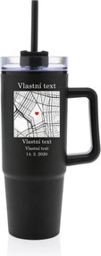 Personalizovaná cestovní termoska s průhledným víčkem s mapou