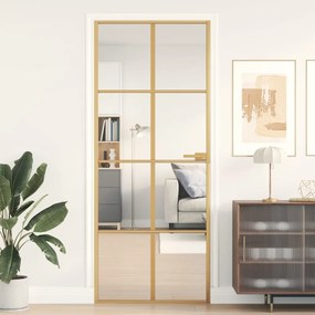 Interiérové dveře úzké zlaté 83x201,5 cm tvrzené sklo a hliník - Default Title