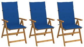 Skládací zahradní židle s poduškami 3 ks masivní akáciové dřevo,  3064099
