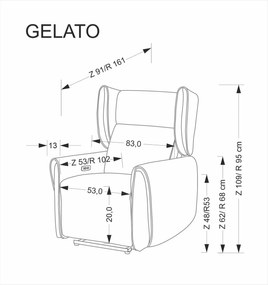 Čalouněné polohovatelné křeslo GELATO šedé