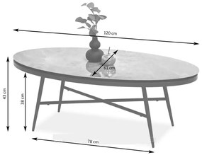 MPT Konferenční stolek Tavolo ze slinutého kamene - grafitový
