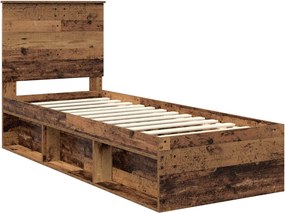 Rám postele s čelo Staré dřevo 75 x 190 cm Masivní borové dřevo 3411080