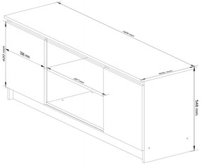 TV stolek Beron 140 cm černý lesk/bílý