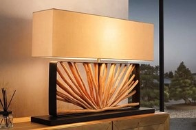 Designová stolní lampa Surinam přírodní dřevo longan 80cm béžová