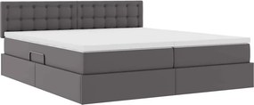 Postel s úložným prostorem s čelo Šedá 200 x 200 cm Umělá kůže 3370911
