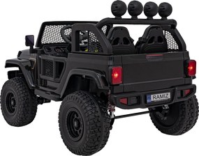 Ramiz Terénní auto OFF-ROAD 3.0 pro děti černé + dálkové ovládání + pomalý start + pásy + LED a zvuky