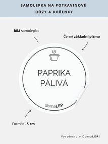 Samolepka na kořenky PAPRIKA PÁLIVÁ bílá 5 cm základní písmo