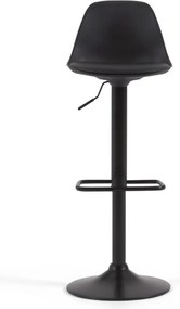 Matně černá barová židle s nastavitelnou výškou z imitace kůže (výška sedáku 60 cm) Orlando-T – Kave Home