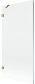 Mexen Lunar vanová zástěna 1-křídlá 90 x 150 cm, transparentní, kartáčovaná měď - 897-090-000-65-00
