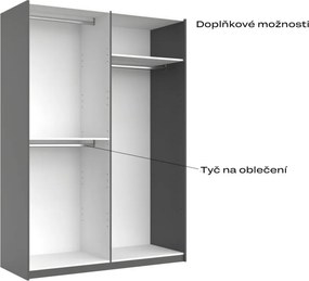 Skříň s posuvnými dveřmi 1,5x2,1 m (Dveře Grafit/Zrcadlo) série N Dominika