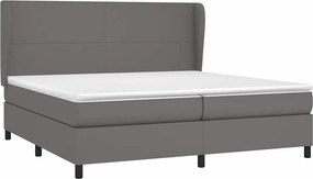 Box spring postel s matrací šedá 200x200 cm umělá kůže 3128935