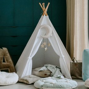 Vigvam design Teepee Vesper White &amp; Silver stars - Čtvercové s podlážkou