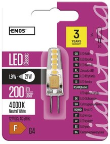 Emos lighting LED žárovka Classic JC 1,9W 12V G4 neutrální bílá