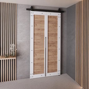 Skládací posuvné dveře QUDIO M2 bílý + dub Craft zlatý 80