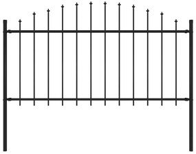 Zahradní plot s kopím nahoře ocelový 181 x 150 cm černý