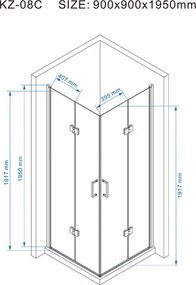 BPS-koupelny Čtvercový sprchový kout HYD-SK08C 90x90 chrom/transparent + vanička HYD-SSV-ST02B černá