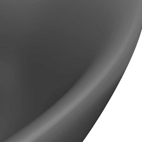 Luxusní umyvadlo přepad oválné tmavě šedé 58,5 x 39 cm keramika 146939