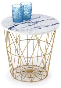 Konferenční stolek HARISSA — kov, zlatá / bílá Halmar