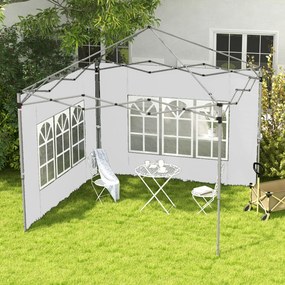Outsunny sada 2 bočních panelů pro altán 3x3/3x4 m, boční stěna s oknem, voděodolná bílá barva