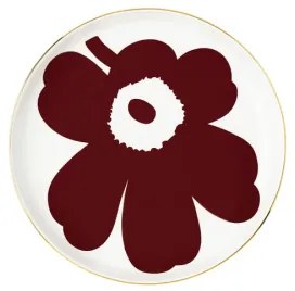 Servírovací talíř Juhla Unikko Wine Red 32 cm Marimekko