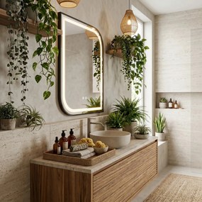 Rea Zrcadlo 80x60 cm s vyhříváním a regulovatelným LED osvětlením HOM-00208 černá kartáčovaná