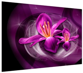 Moderní fialový obraz květů (100x70 cm)