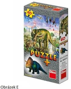 DINO Puzzle 60 dílků Dinosauři 6 druhů + figurka dinosaura dn383074