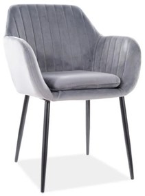 Jídelní židle Wenus Velvet, šedá / černá