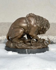 Bronzová socha soška LEV A HAD 2
