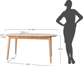 KATMANDU Stůl Orbetello rozkládací, bělený dub, masiv dub, 110 - 160  cm