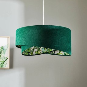 Závěsná lampa Vivien, zelená s celoplošným květinovým potiskem