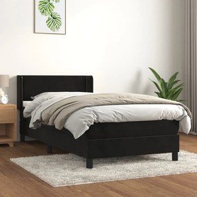 vidaXL Box spring postel s matrací 90x190 cm samet [3130874] Barva: Černá