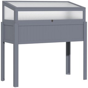 Outsunny dřevěný vyvýšený záhon s chladicím rámem 2 v 1 pro rajčata a zeleninový záhon, polykarbonát šedý 120x54x112/122cm | Aosom.de