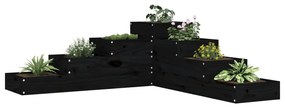 Nástěnný truhlík 4patrový 106x104,5x36 cm černý masiv borovice