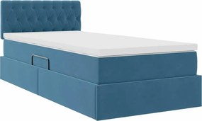 Postel s úložným prostorem Tmavě modrá 100 x 200 cm samet 3370801