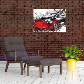Skleněný obraz - Malované auto v akci (70x50 cm)