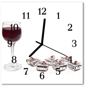 Skleněné hodiny čtvercové Sklenice na víno
