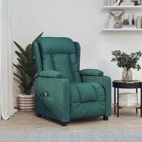 Elektrické polohovací křeslo tmavě zelené textil 3098783