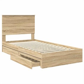 Postel s úložným prostorem se zásuvkou Sonoma dub 100 x 200 cm 3411238