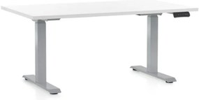Výškově nastavitelný stůl OfficeTech D, 120 x 80 cm, šedá podnož, bílá