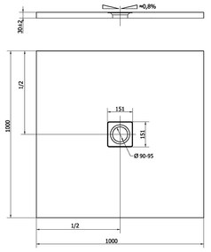 Polysan FLEXIA vanička z litého mramoru s možností úpravy rozměru, 100x100cm 71552