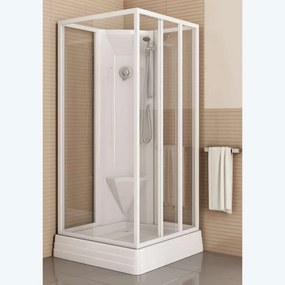 Ravak Supernova - Sprchový box 80x80 cm, s vaničkou a příslušenstvím, bílá/Grape 83644112ZG