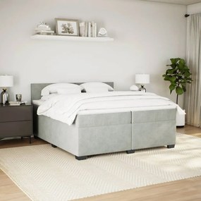 Box spring postel s matrací světle šedá 200x200 cm samet 3286396