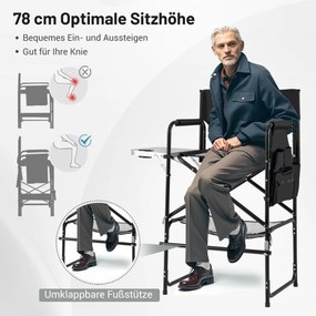 Costway Camping Chair Skládací vysoká skládací židle s bočním stolkem