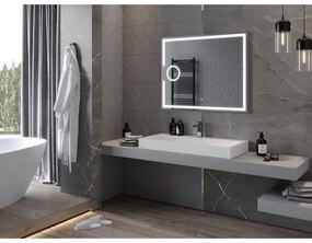 Mexen Onyx, LED koupelnové zrcadlo s podsvícením a kosmetickým zrcátkem 100x80 cm, 6000K, ochrana proti zamlžování, 9813-100-080-611-00
