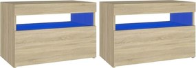Noční stolky s LED osvětlením 2 ks dub sonoma 60 x 35 x 40 cm 3082781