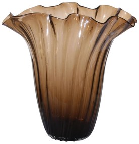 Skleněná váza s okrasným lemem, hnědá 37 cm