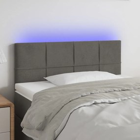 Čelo postele s LED tmavě šedé 100x5x78/88 cm samet 3121655