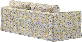 Potah na pohovku IKEA  Karlstad 3-místná, nerozkládací, dlouhý barva žlutá látka pletený vzor, vzorované